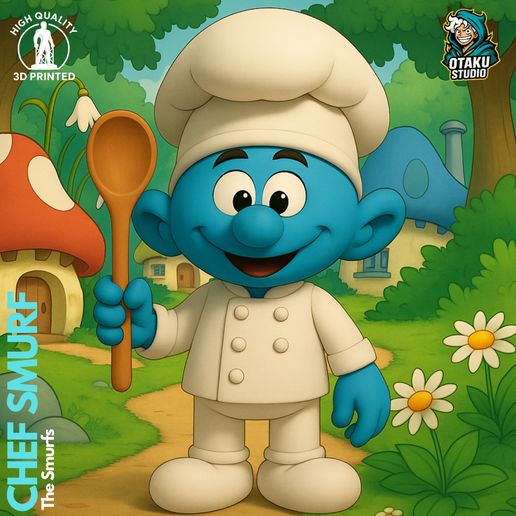 👩‍🍳 Pitufo Chef - Los Pitufos Fan Art Modelo 3D・Archivo STL Gratis para ...