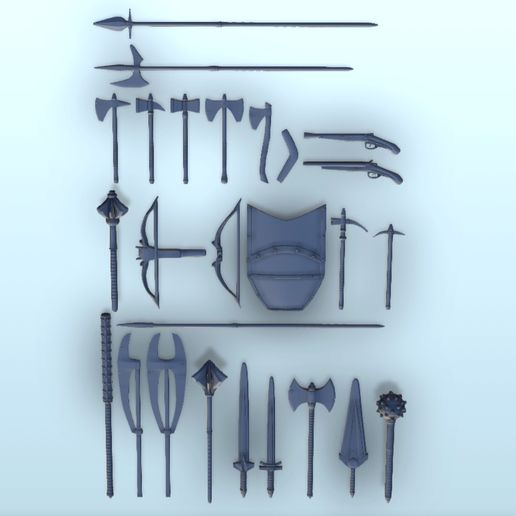 🔫 Set of Medieval weapons (1) - Medieval fight war guns axe cleaver bow ...