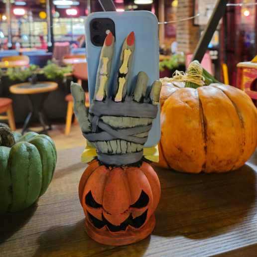 Archivo STL Pumpkin Spite Stand phone stand hellowen 3d printed stl ...