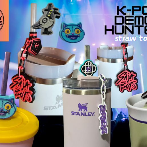 🏹 K-Pop Demon Hunters Straw Swag!! Toppers and Charms・ 3D File for 3D ...