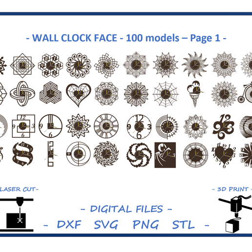 3D file WALL CLOCK FACES - 100 models 🕰️ ・3D print design to download・Cults