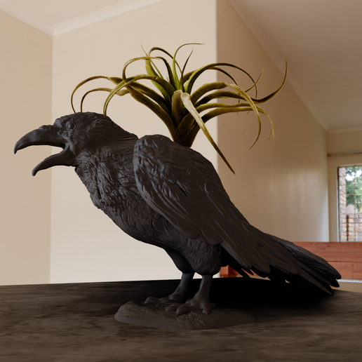 🐦 Raven crowing planter pot flower vase stl・ STL File for 3D printing・Cults
