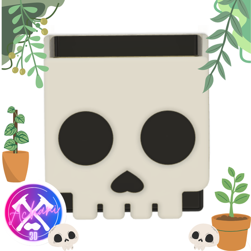 💀 Skull Square Pot・ STL File for 3D printing・Cults