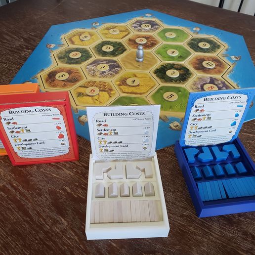 🏗️ Catan compatible player tray, game piece holder, organizer, settlers ...