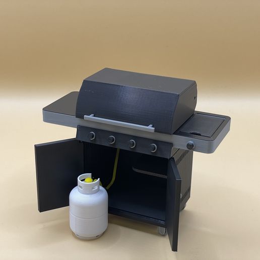 📁 Miniature Outdoor BBQ Grill 3D STL – 1:12 Scale Wheeled Patio Grill ...