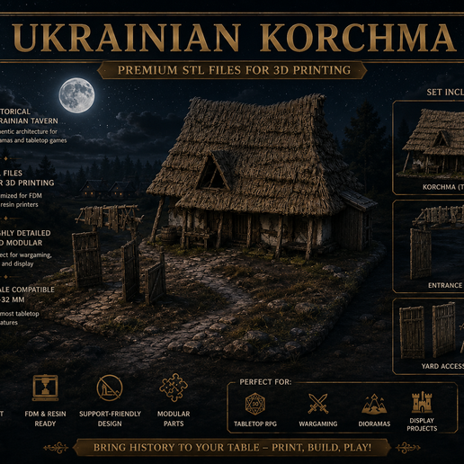 🏗️ Ukrainian Korchma Tavern STL Files for 3D Printing, Historical ...