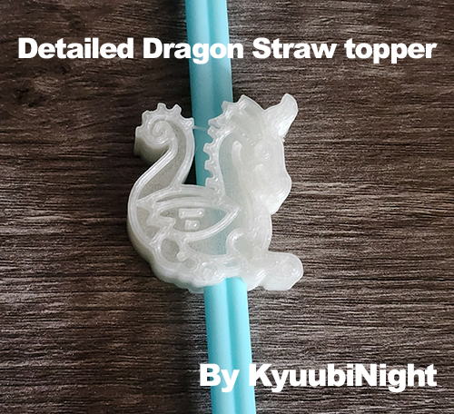 🐉 Detailed Dragon Straw topper・Free STL File for ・Cults