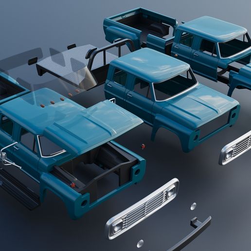 🚕 F-750 Crew Cab 1971・ 3D File for 3D printing・Cults