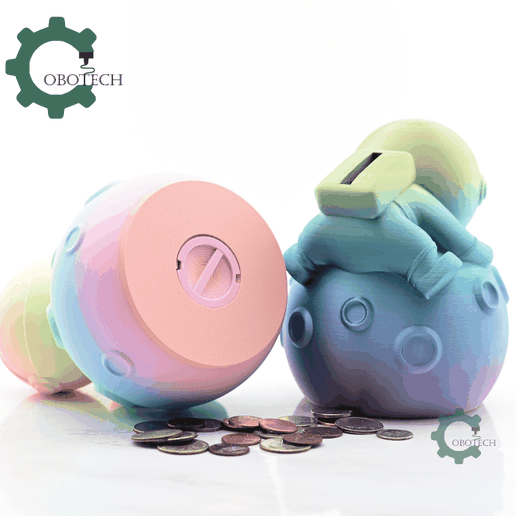🧑‍🚀 Cobotech Astronaut Hugging The Moon Piggy Bank - Desk Decor - Coin ...