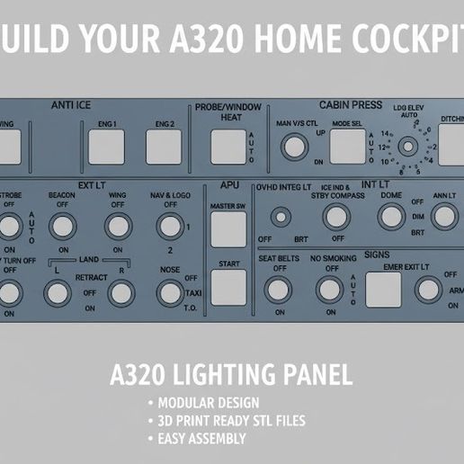 ️ Airbus A320 Lighting Panel・ 3D File for 3D printing・Cults