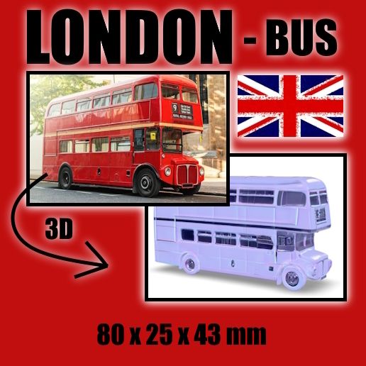 🚌 LONDON - BUS 3D - CITY-map・ STL File for 3D printing・Cults