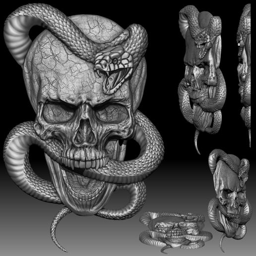 3D file Skull snake knife bas-relief 💀 ・3D print model to download・Cults