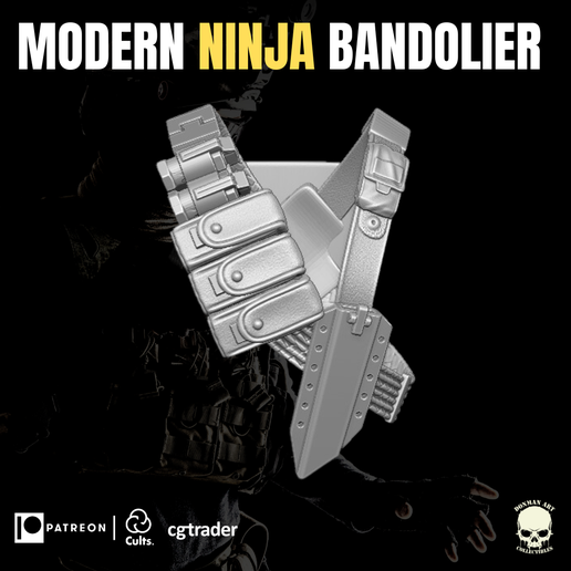 🥷 Modern Ninja Bandolier Kit 3D printable file for Action Figures・ STL ...