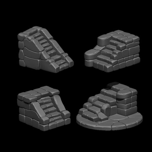 🎲 Stone Steps Terrain for 28mm Dioramas・ 3D File for 3D printing・Cults