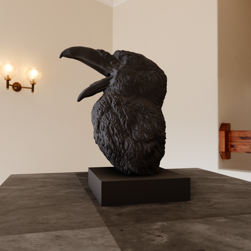 🐦 Raven crowing bust・ STL File for 3D printing・Cults