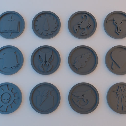 🛰 40k Tokens - Space Marines Series 2 - 40mm x 4mm・Free STL File for ・Cults