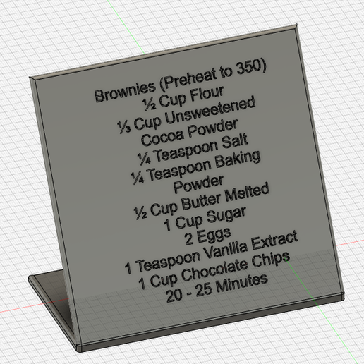 Free STL file Brownies Recipe Card・3D printer model to download・Cults