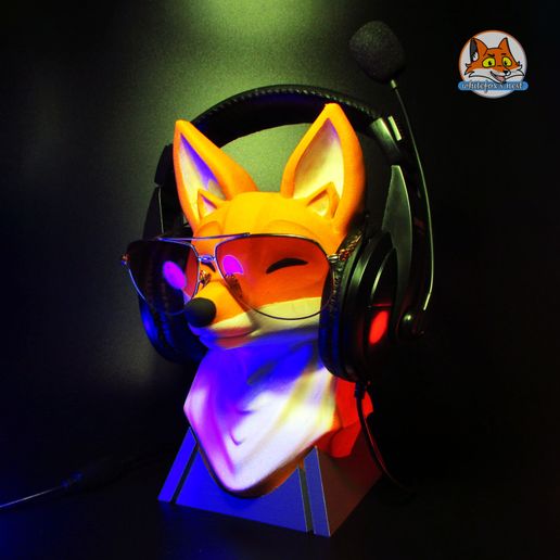 🦊 Happy Fox Headset Stand・Free STL File for 3D printing・Cults
