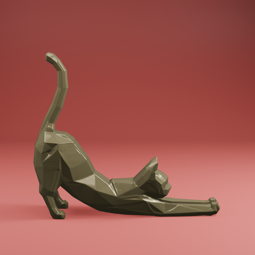 🐱 Stretching Cat - Low Poly 3D Model for Printing・ STL File for 3D ...