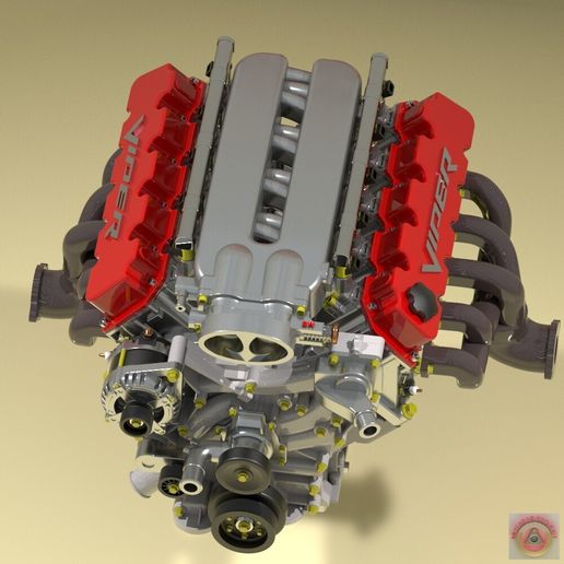 🐏 DODGE VIPER V10 - ENGINE・ STL File for 3D printing・Cults