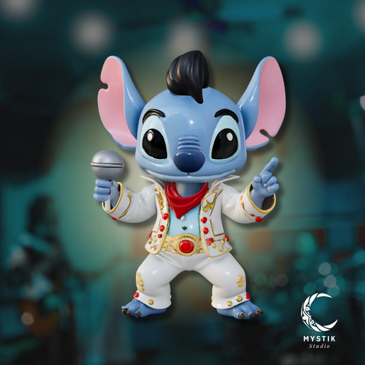 🤴 Stitch Elvis Presley - King of Rock Chibi Version・ STL File for 3D ...