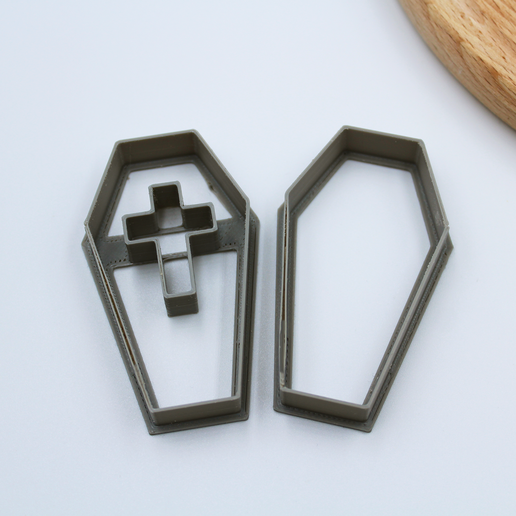 STL file Halloween Coffin Gravestone Cookie Cutter With Cross Linser ...