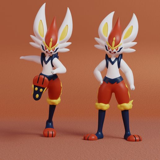 🐉 Pokemon - Cinderace with 2 poses・ STL File for 3D printing・Cults