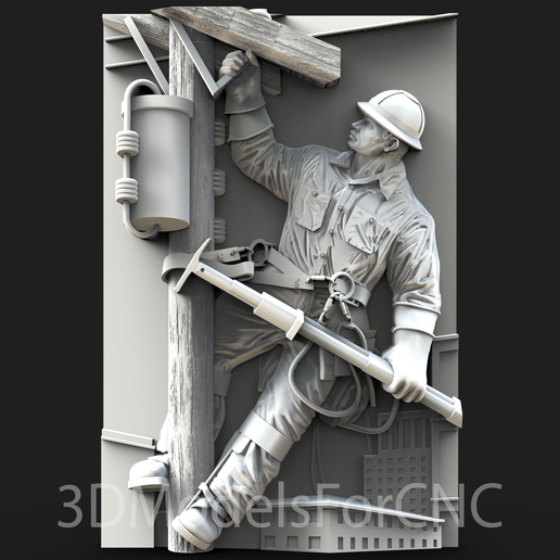 📁 3D Model STL File for CNC Router Laser & 3D Printer Lineman Working ...