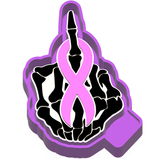 Skelton Hand Breast Cancer Ribbon Freshie STL Mold Housing・ STL File ...