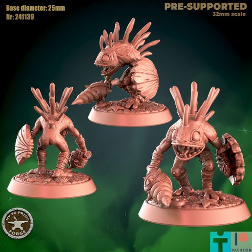 3D file Three Murlocs with Weapons Pack 2 🔫 ・Model to download and 3D ...