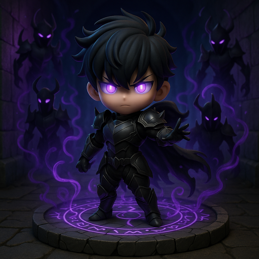 🎨 Solo Leveling Sung Jin-Woo Shadow Monarch Chibi Diorama・ STL File for ...
