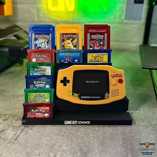 3D file GAMEBOY ADVANCE STAND WITH 10X GAME CARTRIDGES HOLDER 🎨 ・3D ...