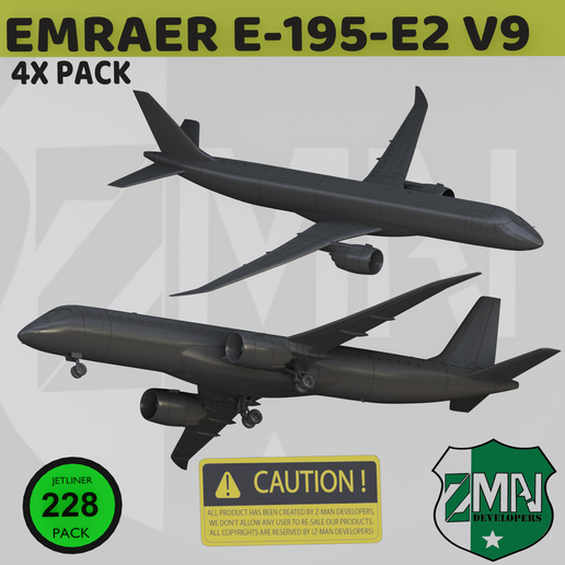 STL file Embraer E-JET-E2 (FAMILY PACK) (4 IN 1) V11 👪 ・Template to ...