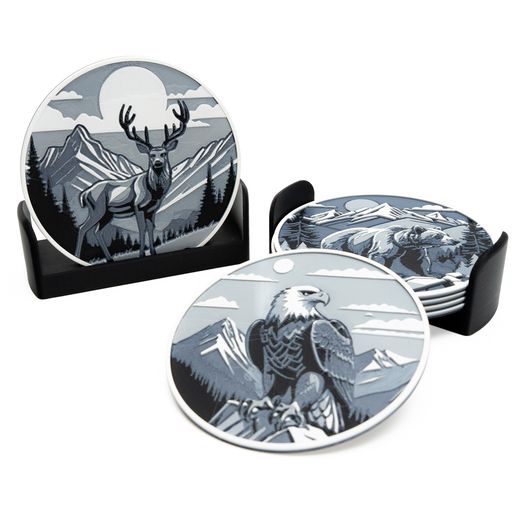⛰️ Mountain Wildlife Coasters・ STL File for 3D printing・Cults