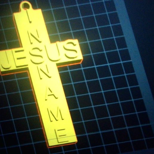 ️ In Jesus Name cross with loop-hole on top・Free STL File for ・Cults