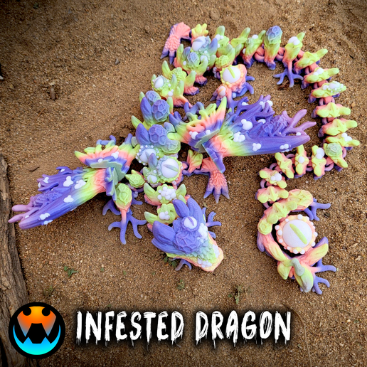 3D file Infested Dragon, Scary Halloween Flexi Dragon 🐉 ・3D printing ...