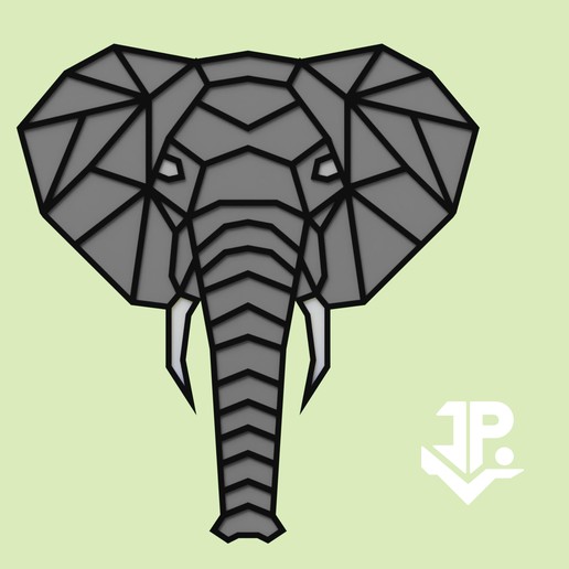 Download STL file ELEPHANT 2D_ GEOMETRIC ANIMALS_ELEPHANT 2D_GEOMETRIC ...