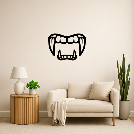 🧛 Vampire Fangs 001 - Wall Art Onecolor・ 3D File for 3D printing・Cults