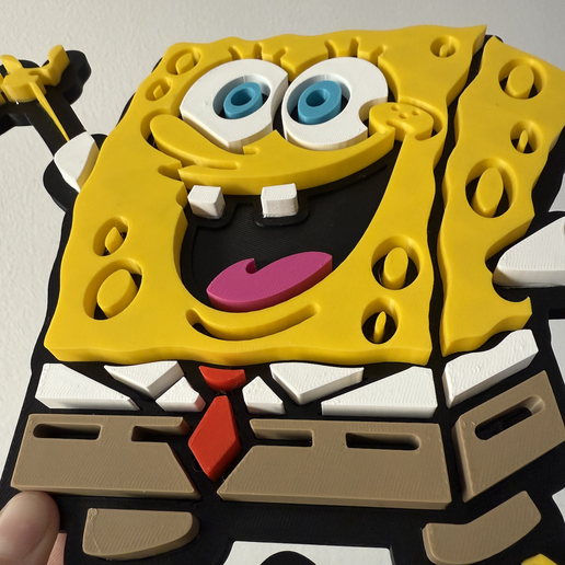 👾 3D POSTER HAPPY SPONGEBOB・ 3MF File for 3D printing・Cults
