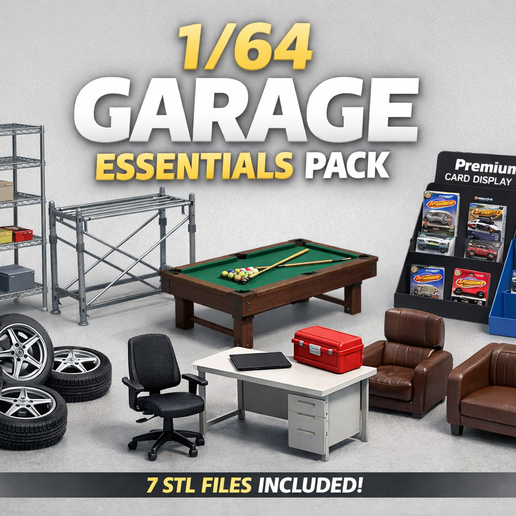 🧑‍🔧 1/64 Garage Essentials Bundle Pack・ STL File for 3D printing・Cults