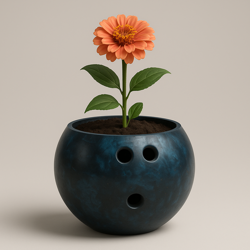 🎳 Bowling pot with flower・ STL File for 3D printing・Cults