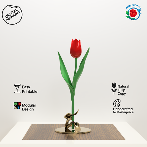 🌷 Forever Tulip Flower STL, 3D Print Forever Flower, Digital Artificial ...