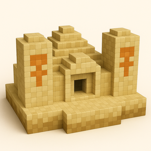 🏜️ Minecraft Desert Temple – Sandstone Pyramid Diorama・ STL File for 3D printing・Cults