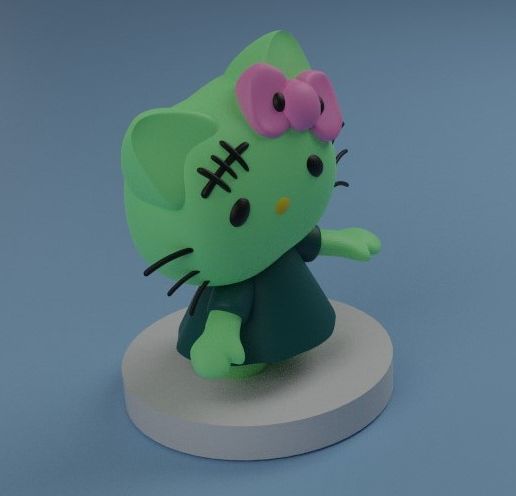 👋 Hello kitty Statue - Halloween Edition - Frankenstein・ STL File for ...