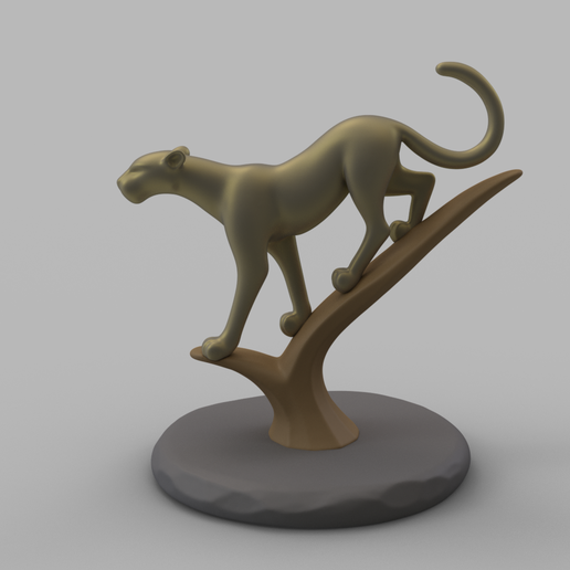 🐆 Cheetah on Tree 3D Print Model・ STL File for 3D printing・Cults