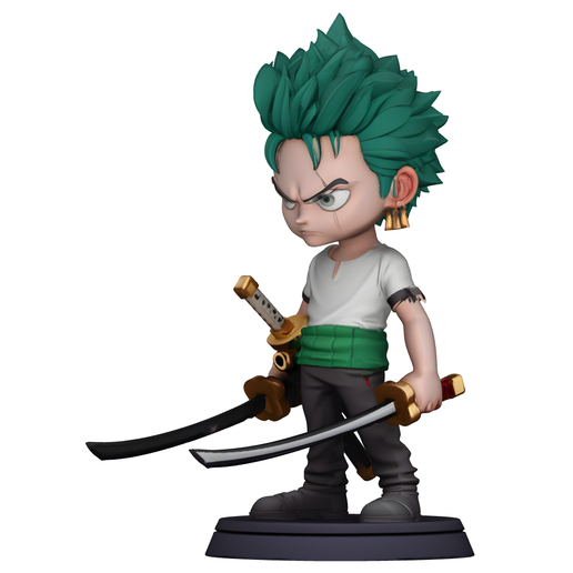 🎨 Roronoa Zoro –ONE PIECE - Chibi Swordsman Character Figure (Fan Art ...