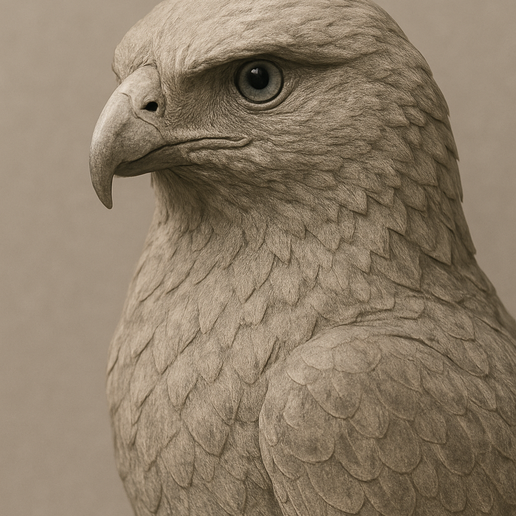 🦅 Stone Hawk Sculpture – Majestic Bird of Prey Bust・ STL File for 3D ...