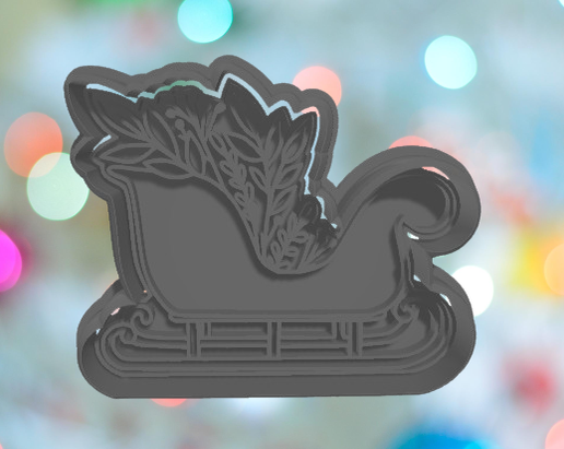 🎄 Christmas Floral Sleigh Cookie Cutter・ STL File for 3D printing・Cults