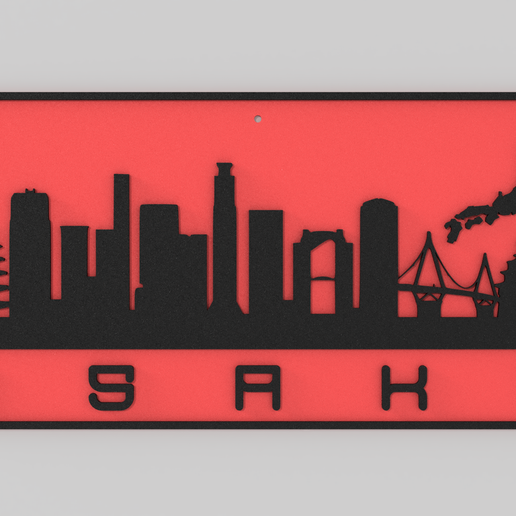 Archivo 3D gratis Placa de pared Skyline - Osaka 🎨 ・Plan de la ...