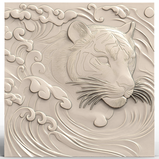 📁 3D Model STL File for CNC Router/Laser & 3D Printer A Tiger Swimming ...